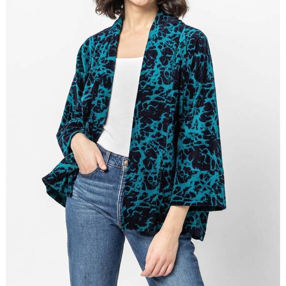 KOMIL | Sweaters | New Komil Tamara Velvet Kimono Jacket In Teal Navy ...